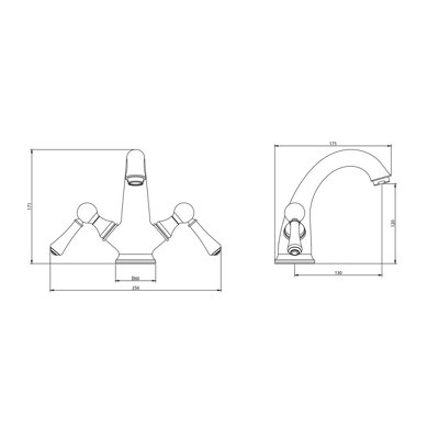Plum&Clay Ashford Nickel Traditional Deck-mounted Bathroom Basin Mono ...