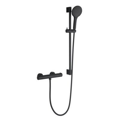 Plum&Clay Asmara Matt Black Round Exposed Thermostatic Bar Valve ...