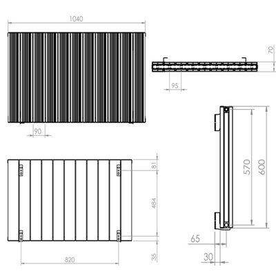 Plum&Clay Auren Anthracite Grey Aliminium Horizontal Double Panel ...