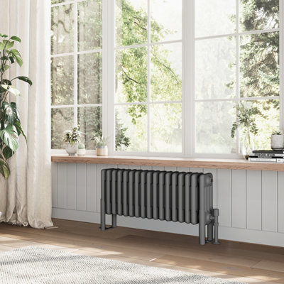Plum&Clay Braxton Grey Quadruple Horizontal Column Radiator - 400x785mm