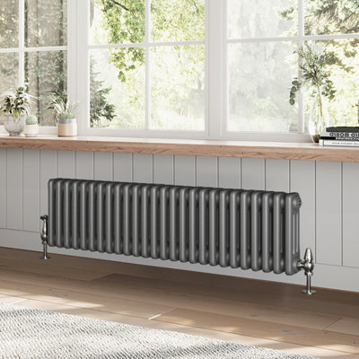 Plum&Clay Braxton Grey Triple Horizontal Column Radiator - 300x1190mm