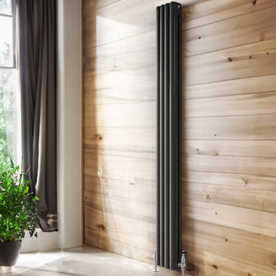 Plum&Clay Braxton Grey Triple Vertical Column Radiator (H)1800mm (W)200mm