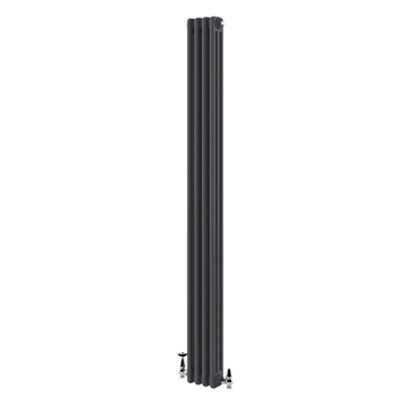 Plum&Clay Braxton Grey Triple Vertical Column Radiator (H)1800mm (W)200mm