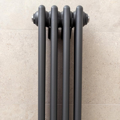 Plum&Clay Braxton Grey Triple Vertical Column Radiator (H)1800mm (W)200mm