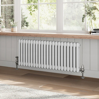 Plum&Clay Braxton White Double Horizontal Column Radiator - 400x1010mm