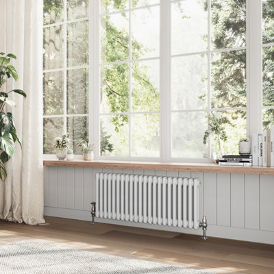 Plum&Clay Braxton White Double Horizontal Column Radiator - 400x1010mm