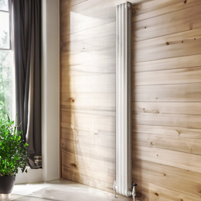 Plum&Clay Braxton White Double Vertical Column Radiator - 1800x200mm