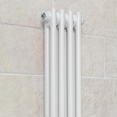Plum&Clay Braxton White Double Vertical Column Radiator (H)1800mm (W)290mm