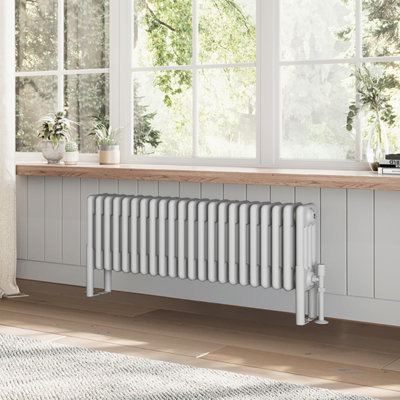 Plum&Clay Braxton White Quadruple Horizontal Column Radiator (H)300mm ...