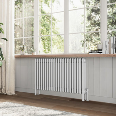 Plum&Clay Braxton White Quadruple Horizontal Column Radiator (H)600mm ...