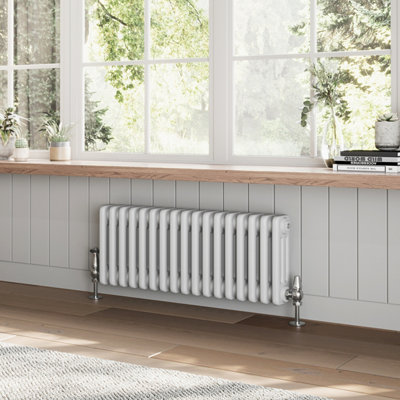 Plum&Clay Braxton White Triple Horizontal Column Radiator (H)300mm (W)785