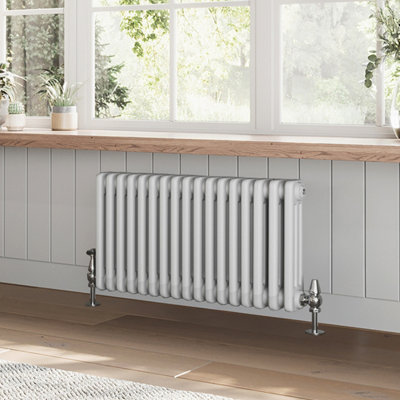 Plum&Clay Braxton White Triple Horizontal Column Radiator (H)400mm (W)785