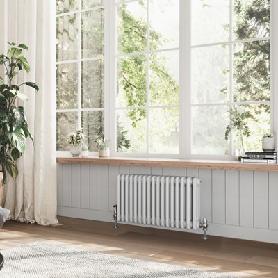 Plum&Clay Braxton White Triple Horizontal Column Radiator (H)400mm (W)785