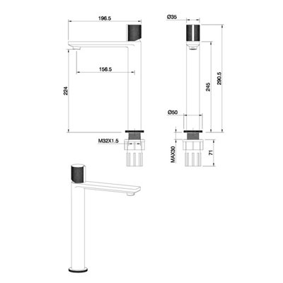Plum&Clay Carmelo Polished Chrome Deck-mounted Tall Basin Mono Mixer Tap