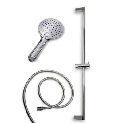 Plum&Clay Chrome Round Shower Slide Rail Kit with Adjustable Shower ...
