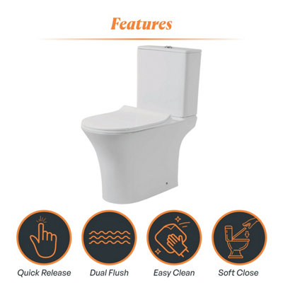 Plum&Clay Colsen Rimless Close Coupled Toilet With Soft Close Seat