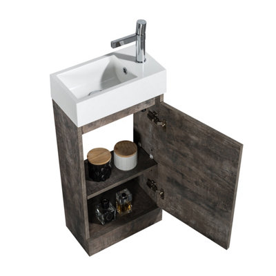 Plum&Clay Condense Metallic Floor Standing Cloakroom Vanity Unit (W)390mm