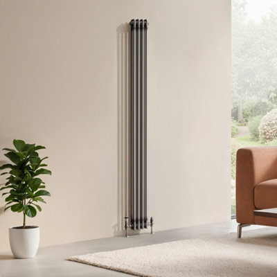 Plum&Clay Corwin Raw Metal Double Column Vertical Traditional Cast Iron ...