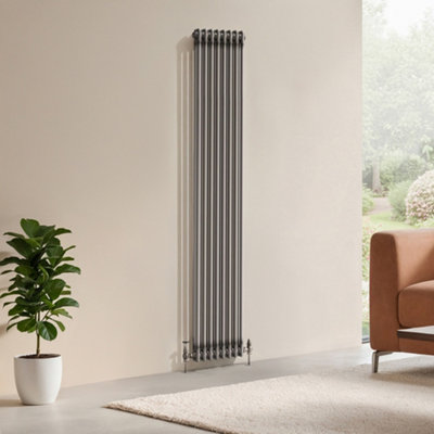 Plum&Clay Corwin Raw Metal Double Column Vertical Traditional Cast Iron ...