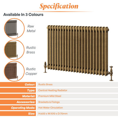 Plum&Clay Corwin Rustic Brass Double Column Horizontal Traditional Cast ...