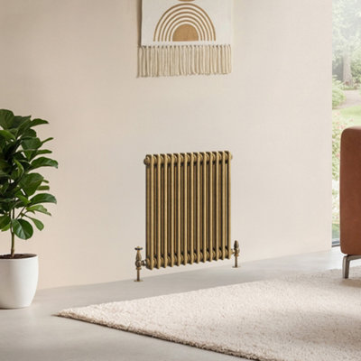 Plum&Clay Corwin Rustic Brass Double Column Horizontal Traditional Cast ...