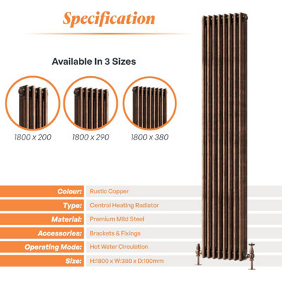 Plum&Clay Corwin Rustic Copper Triple Column Vertical Traditional Cast ...