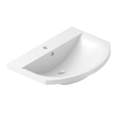 Plum&Clay Curved White Semi-Recessed Basin (W) 60cm