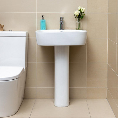 Plum&Clay Danby Bathroom Ceramic Basin & Full Pedestal with One Tap ...