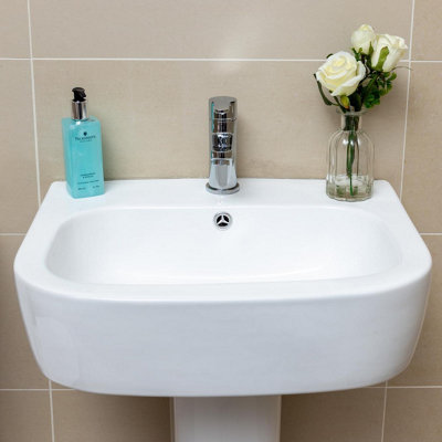 Plum&Clay Danby Bathroom Ceramic Basin & Full Pedestal with One Tap ...
