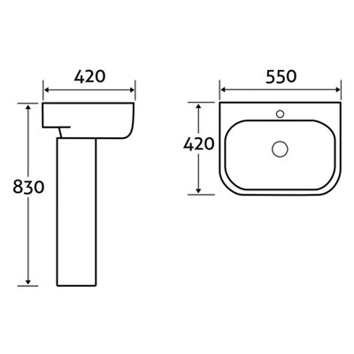 Plum&Clay Danby Bathroom Ceramic Basin & Full Pedestal with One Tap ...