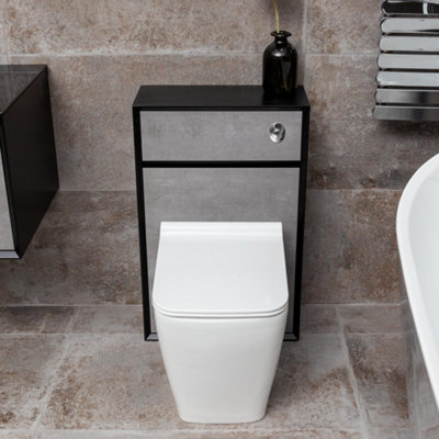 Plum&Clay Declan Black & Concrete Back to Wall Toilet WC Unit (W)500mm (H)790mm