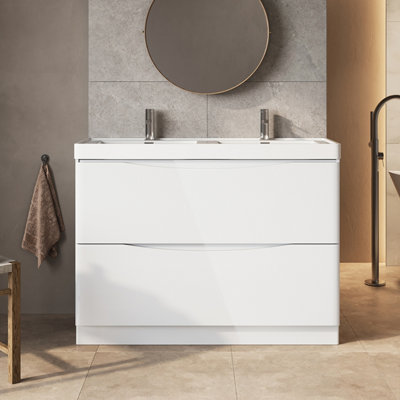 Plum&Clay Eden Gloss White Floorstanding Vanity Unit with Resin Basin ...