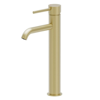 Plum&Clay Emilia Brushed Gold Round Deck-mounted Tall Basin Mono Mixer Tap