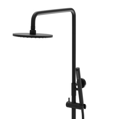 Plum&Clay Emilia Matt Black Round Thermostatic Shower Kit with Fixed ...