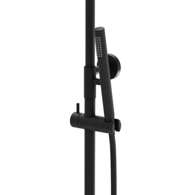 Plum&Clay Emilia Matt Black Round Thermostatic Shower Kit with Fixed ...