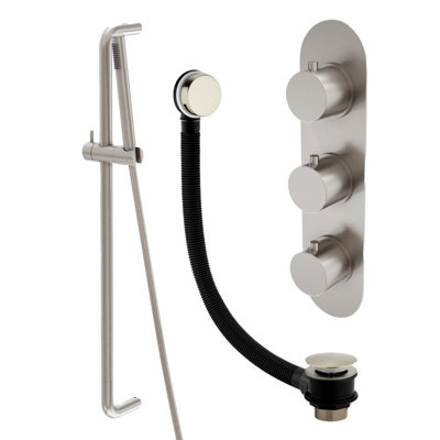 Plum&Clay Emilia Nickel Round 2 Way Concealed Thermostatic Shower Valve ...