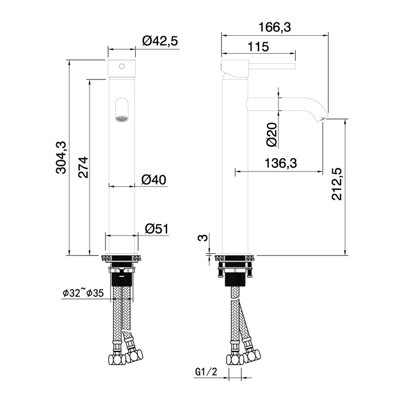 Plum&Clay Emilia Polished Chrome Round Deck-mounted Tall Basin Mono ...