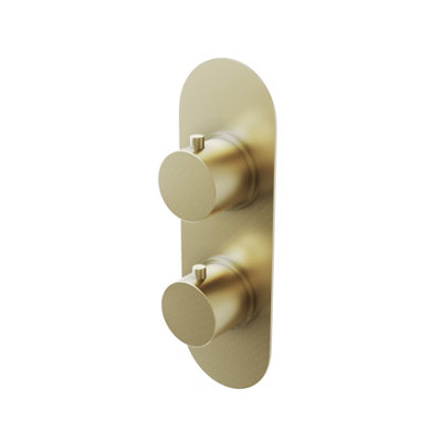Plum&Clay Emilia Round Brushed Gold Concealed Thermostatic Shower Valve ...