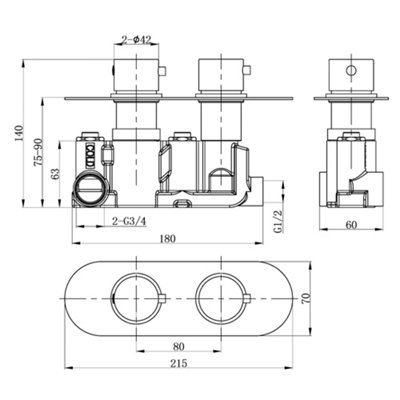 Plum&Clay Emilia Round Brushed Nickel Concealed Thermostatic Shower ...