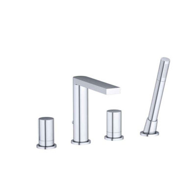 Plum&Clay Enzo Polished Chrome Round 4-Hole Deck Mounted Bath Shower ...