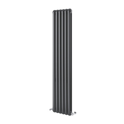 Plum&Clay Estelle Grey Double Vertical Column Radiator (H)1800mm (W)380mm