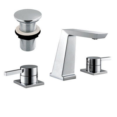 Plum&Clay Etna Polished Chrome 3 Hole Deck-mounted Basin Mixer Tap with ...