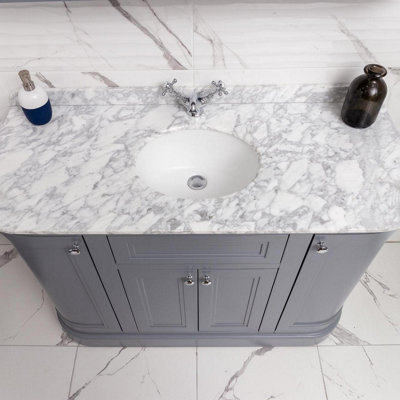 Plum&Clay Fairmont Traditional Curved Light Grey Floor Standing Vanity ...