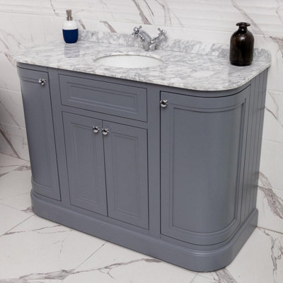 Plum&Clay Fairmont Traditional Curved Light Grey Floor Standing Vanity ...