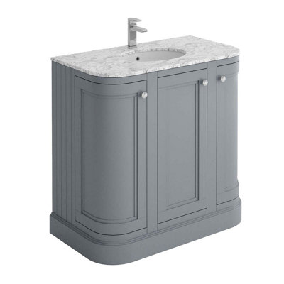 Plum&Clay Fairmont Traditional Curved Light Grey Floor Standing Vanity ...