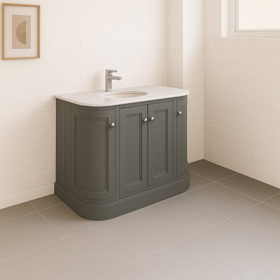 Plum&Clay Fairmont Traditional Curved Light Grey Floor Standing Vanity ...