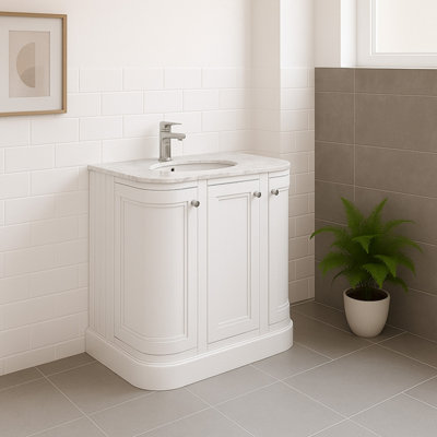 Plum&Clay Fairmont Traditional Curved White Floor Standing Vanity Unit ...