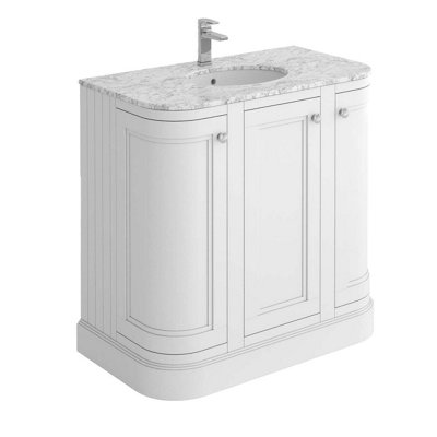 Plum&Clay Fairmont Traditional Curved White Floor Standing Vanity Unit ...