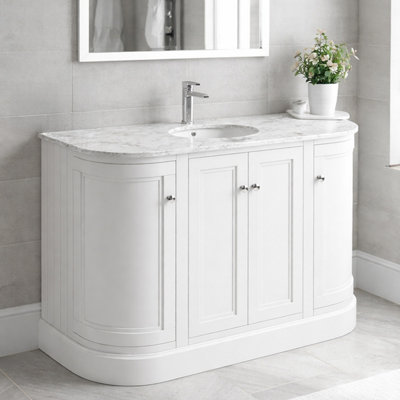 Plum&Clay Fairmont Traditional Curved White Floor Standing Vanity Unit ...