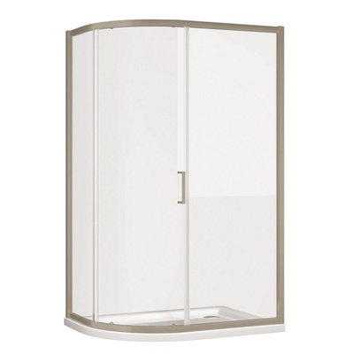 Plum&Clay Flora Brushed Nickel Single Sliding Door Offset Quadrant ...